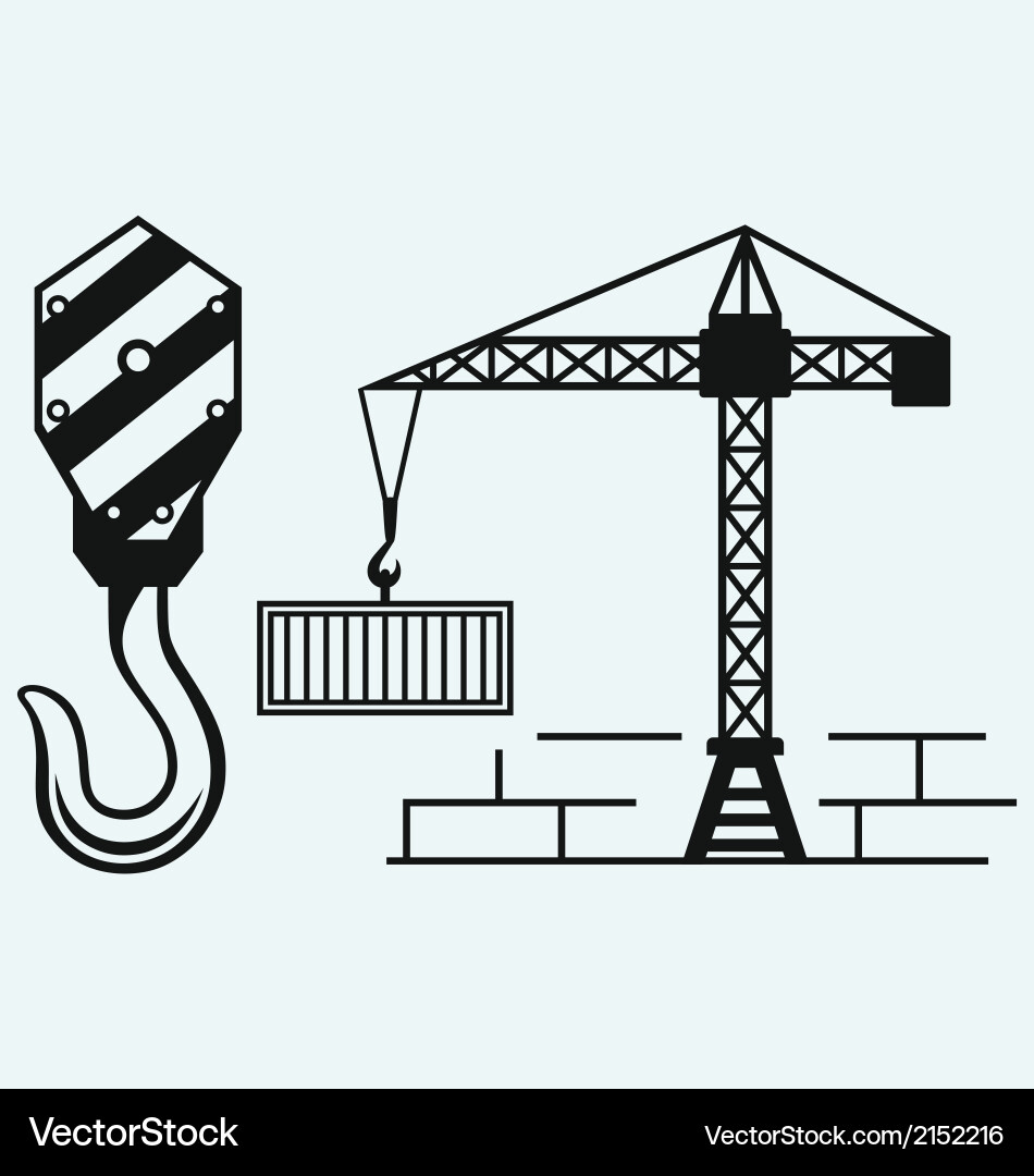Crane working and hook of a Royalty Free Vector Image