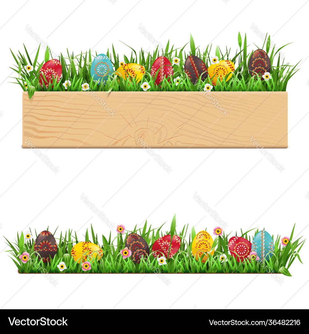 Easter border with painted eggs Royalty Free Vector Image