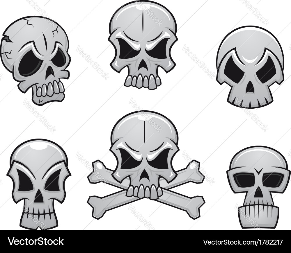 Cartoon skulls set Royalty Free Vector Image - VectorStock