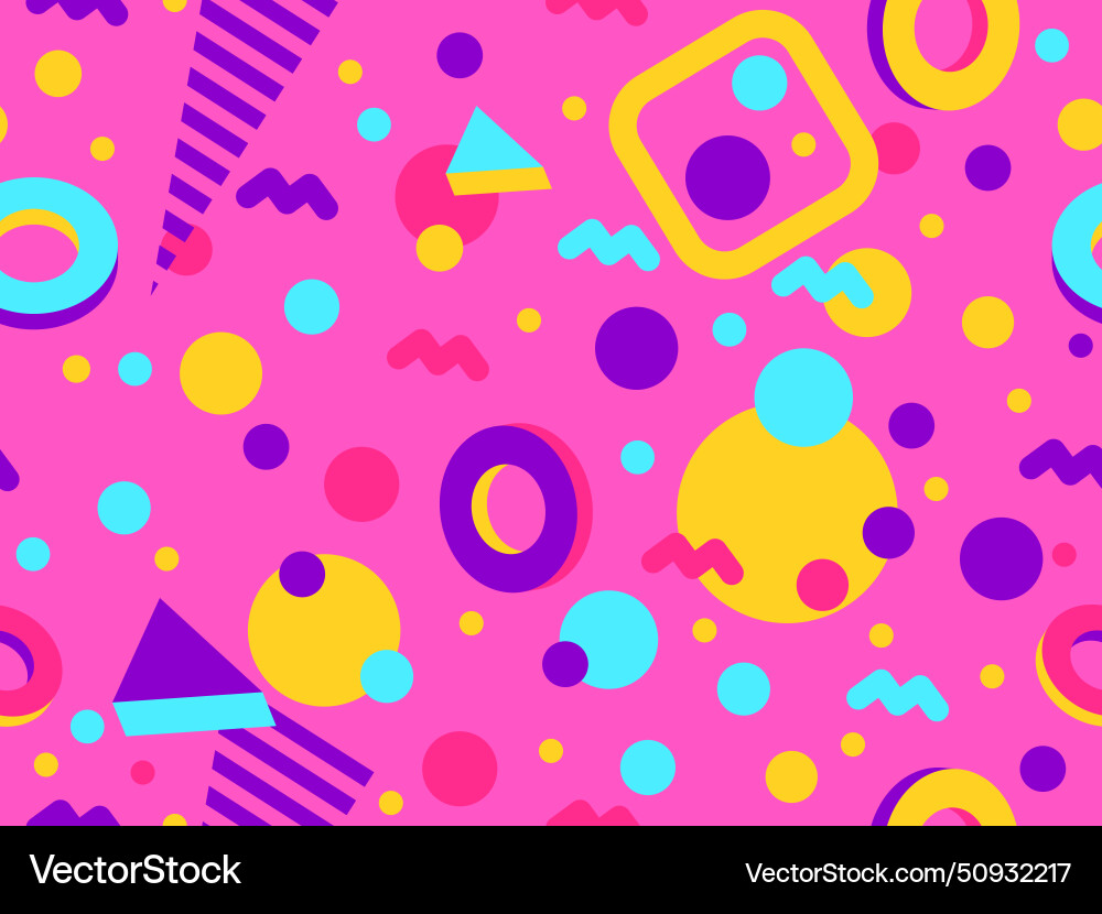 Geometric seamless pattern with 3d shapes Vector Image