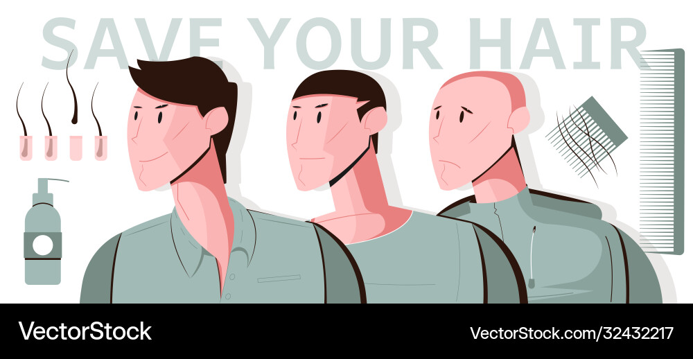 Hair saving flat composition Royalty Free Vector Image