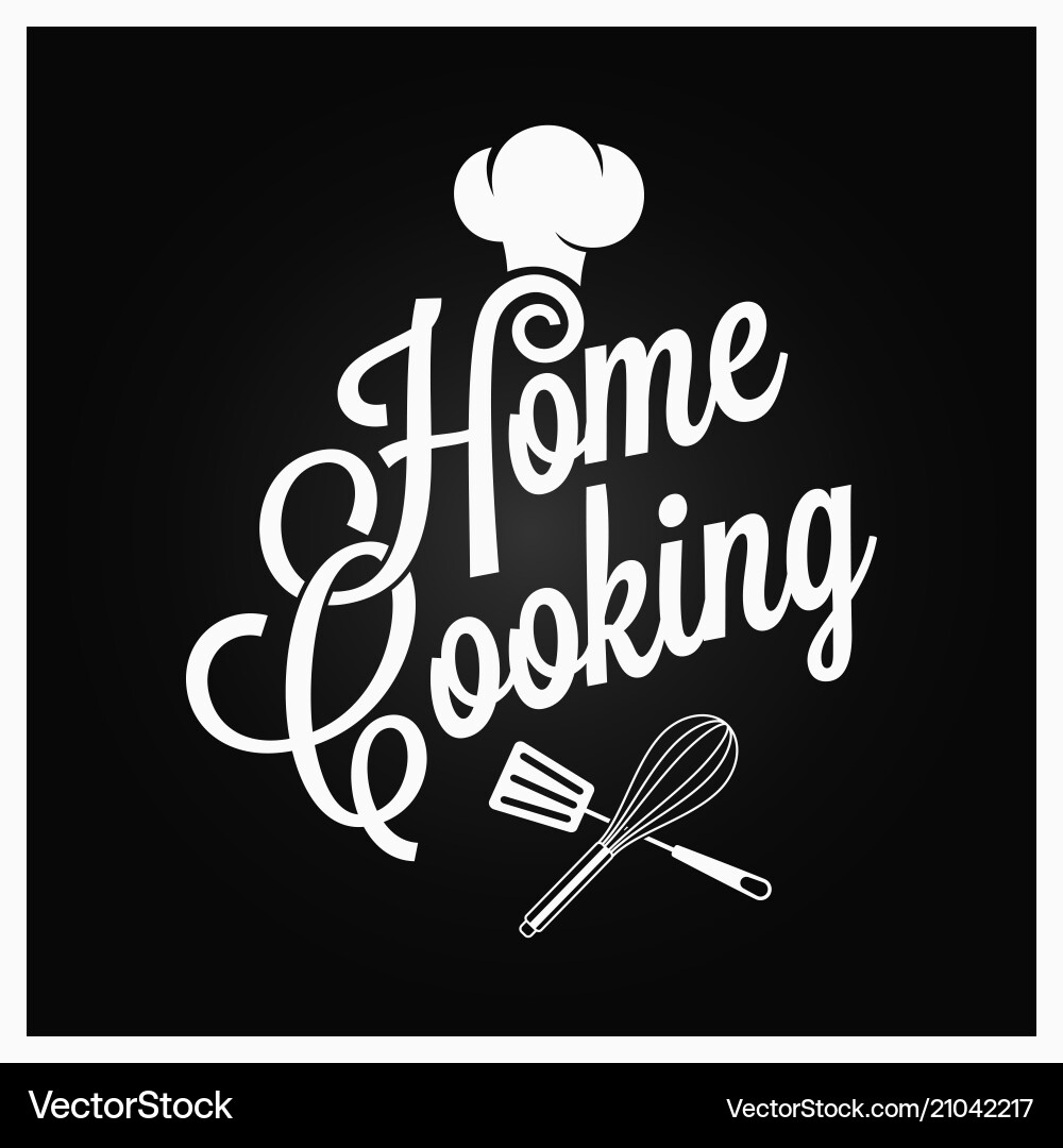 Home cooking vintage lettering with kitchen Vector Image