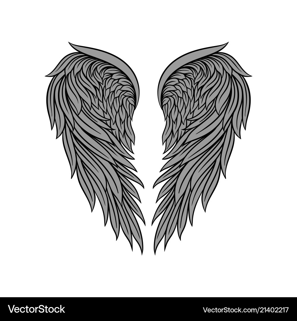 Icon gorgeous heraldic angel wings Royalty Free Vector Image