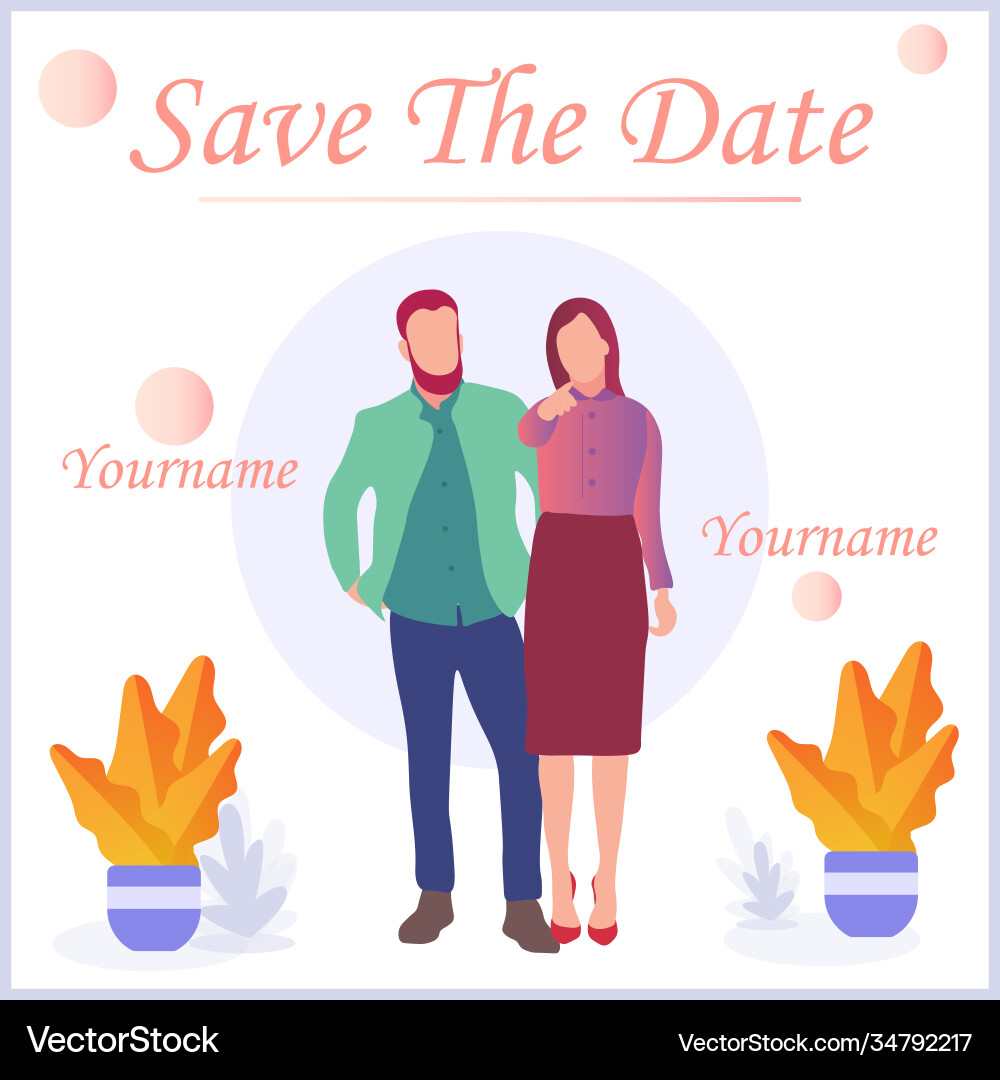 Wedding invitation card template bride and groom Vector Image