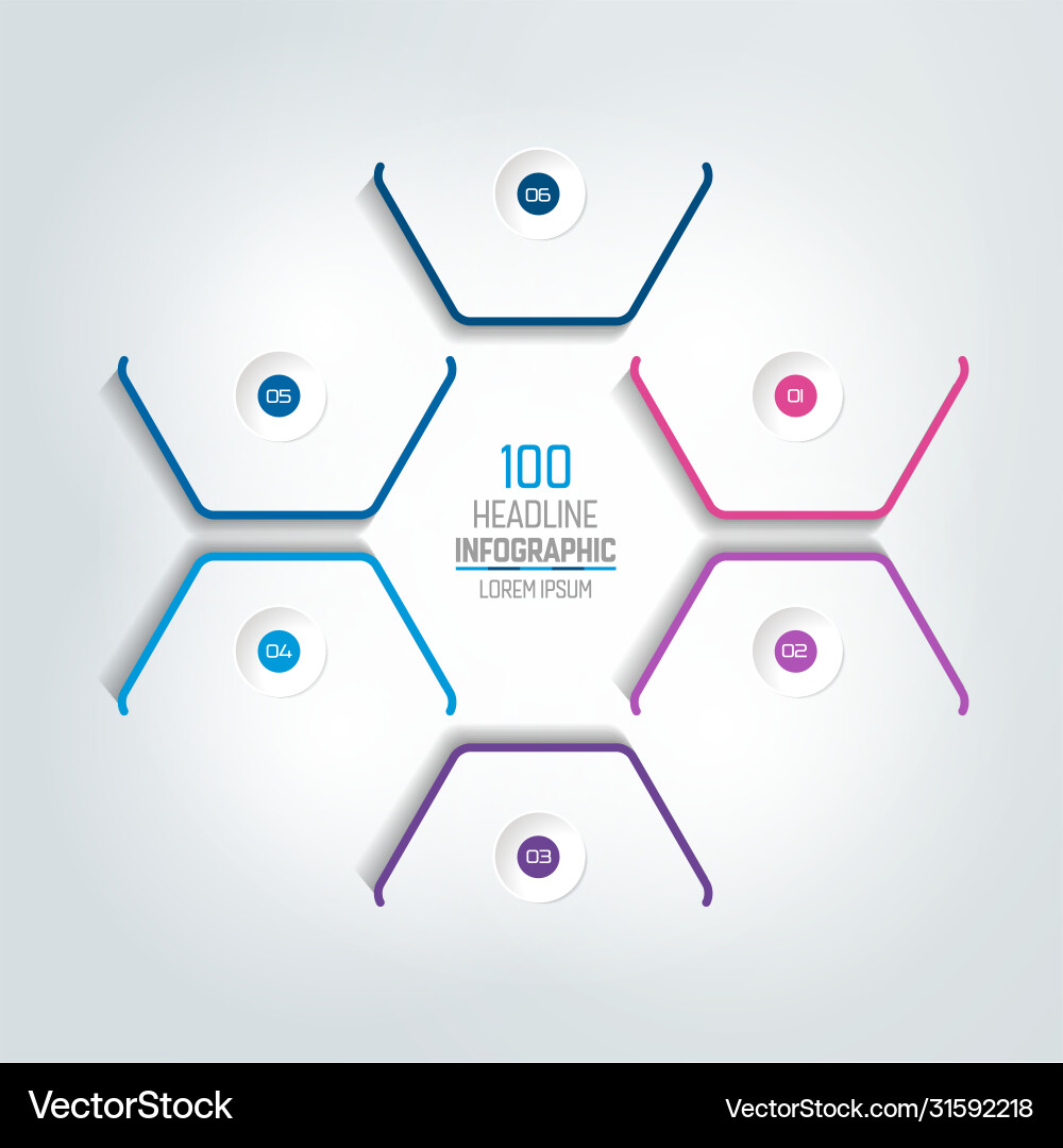 6 steps element infographic chart diagram Vector Image