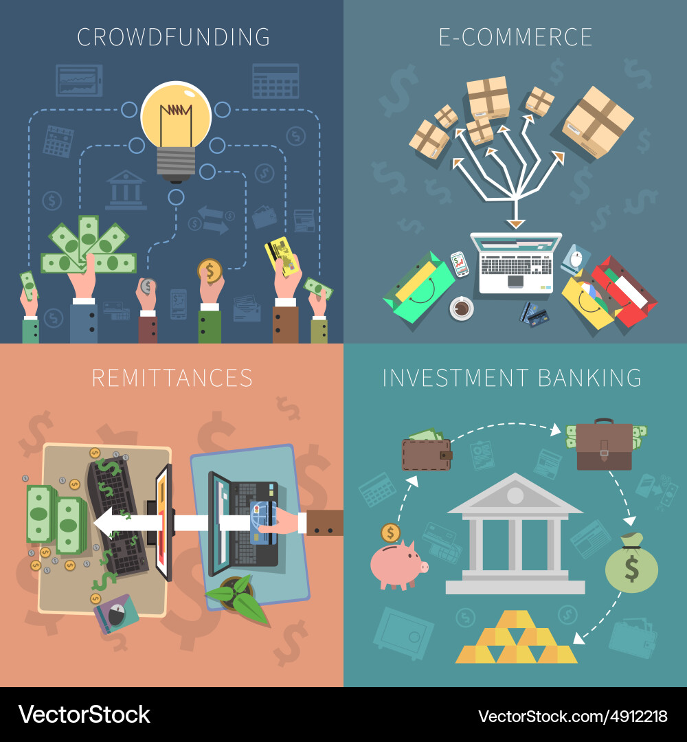 Bank design concept set Royalty Free Vector Image