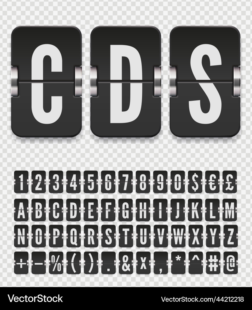 Black scoreboard abc font for showing flight Vector Image