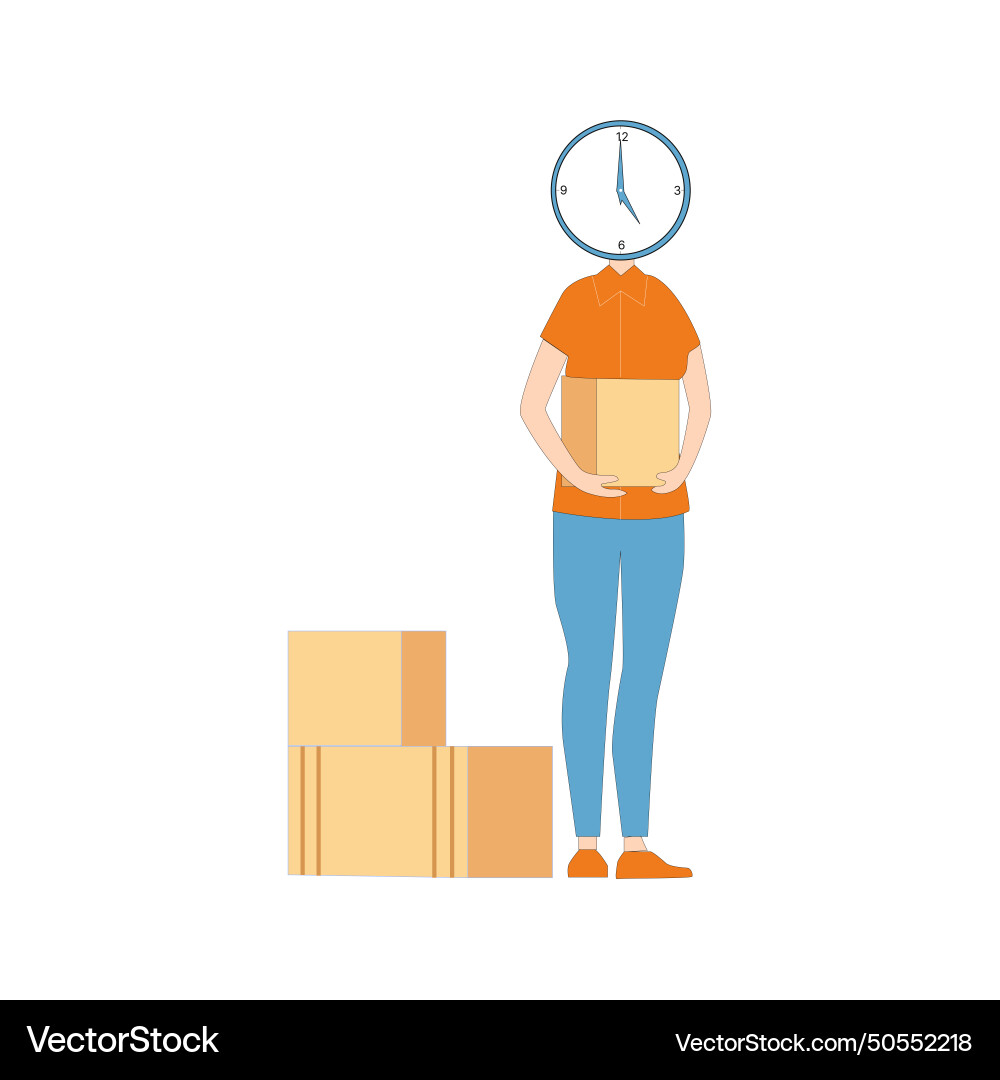 Delivery courier woman with package Royalty Free Vector