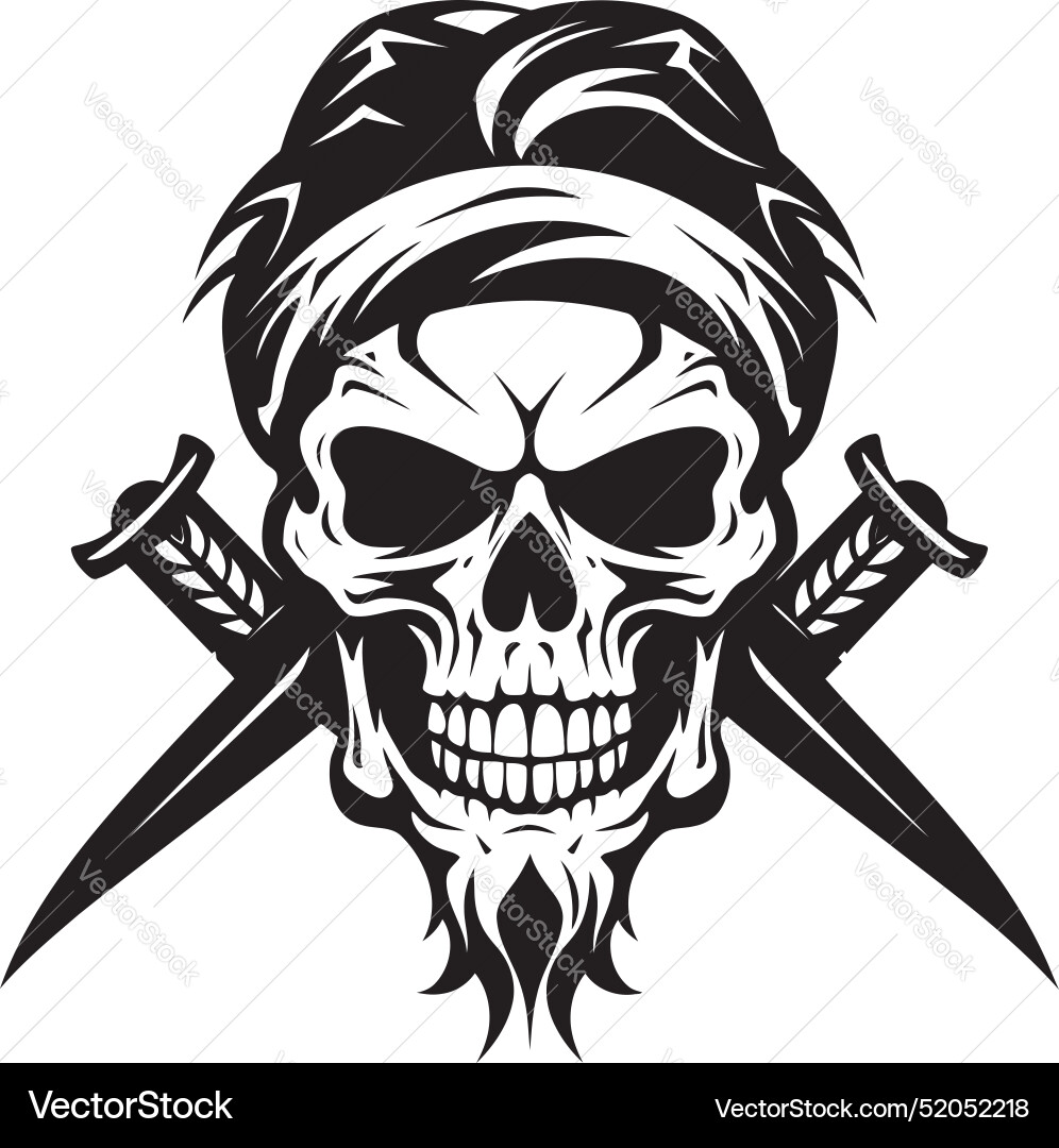 Dread pirates dagger skull emblem buccaneer blade Vector Image