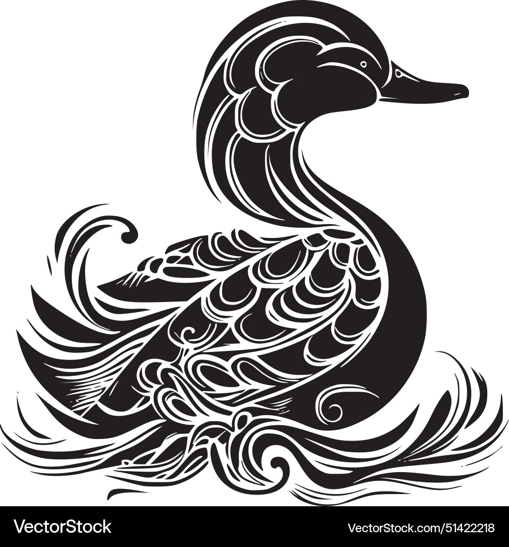 Duck - black and white isolated icon Royalty Free Vector