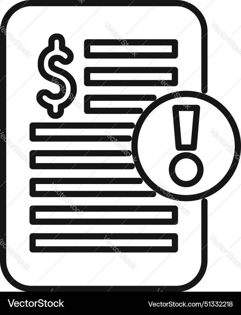 Financial document icon with exclamation mark Vector Image