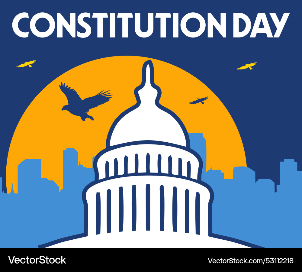 Happy united states constitution day with capitol Vector Image