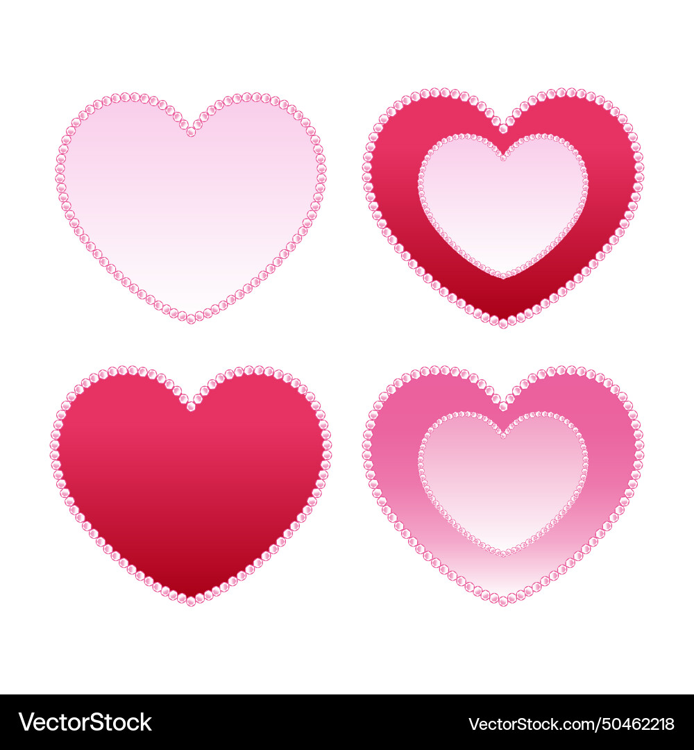 Hearts set heart shapes with brilliant frame Vector Image