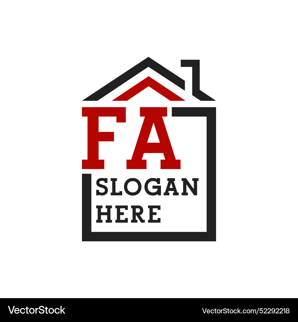 Initial fa house logo for roofing letter real Vector Image