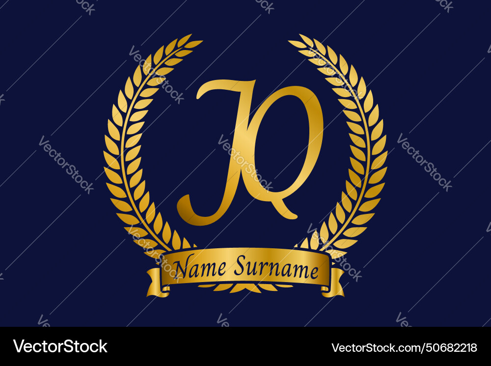 Initial letter j and q jq monogram logo design Vector Image