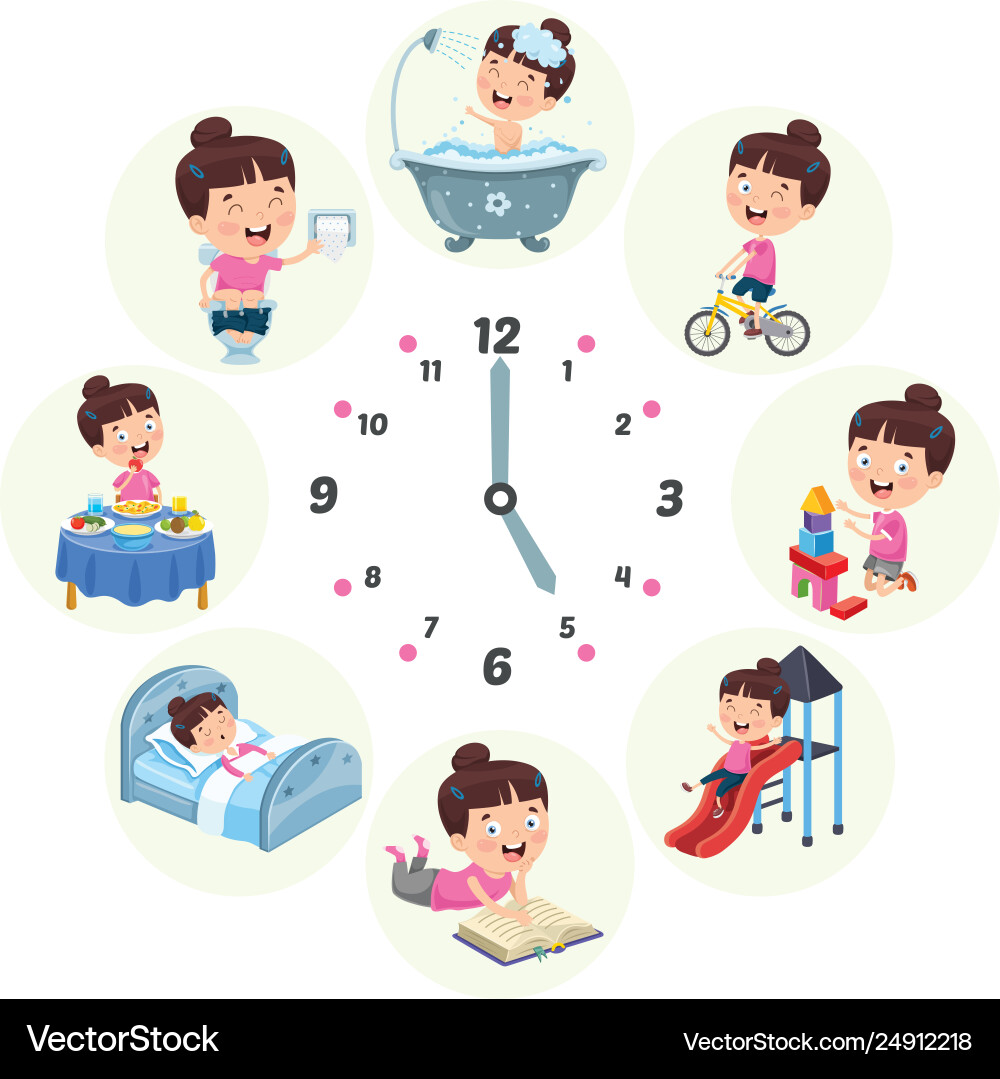 Kids daily routine activities Royalty Free Vector Image