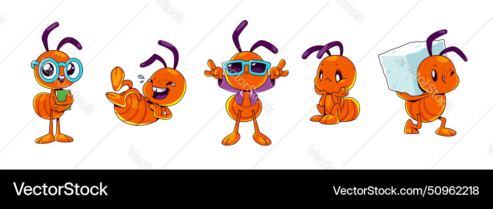 Red cartoon ant character cute isolated insect Vector Image