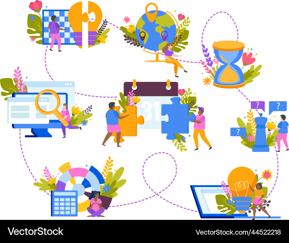 Searching decisions timeline composition Vector Image