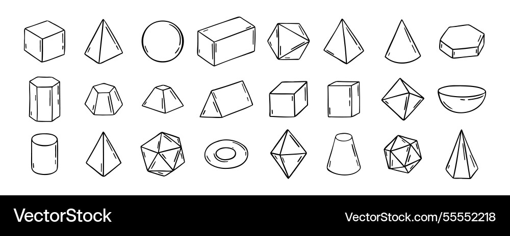 Three dimensional hand drawn sketch geometry Vector Image