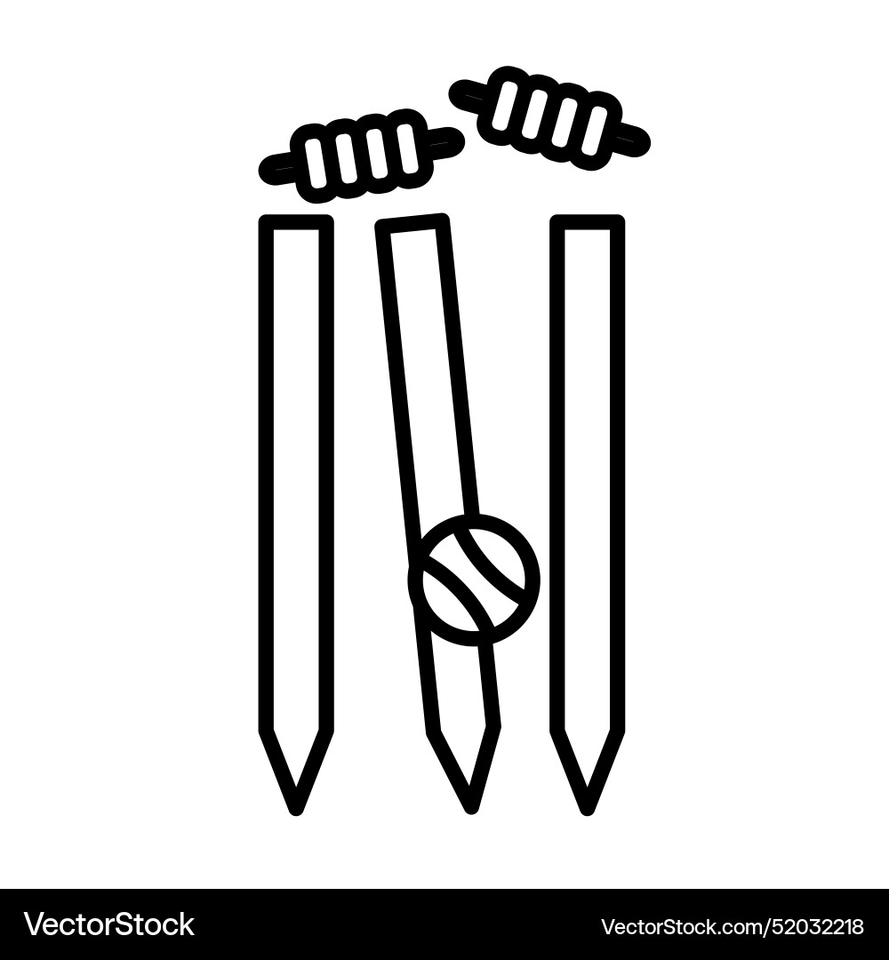 Wicket stump icon linear logo mark in black Vector Image