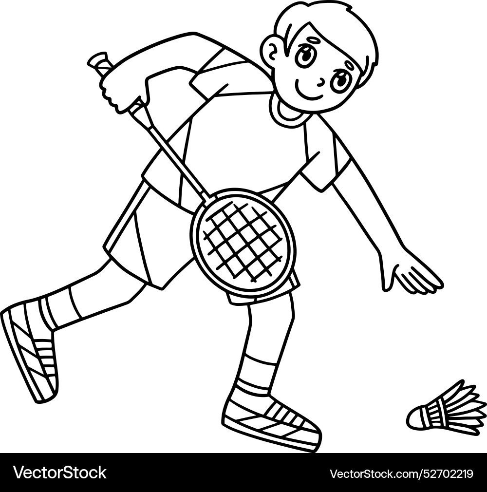 Badminton player picking up shuttlecock isolated Vector Image