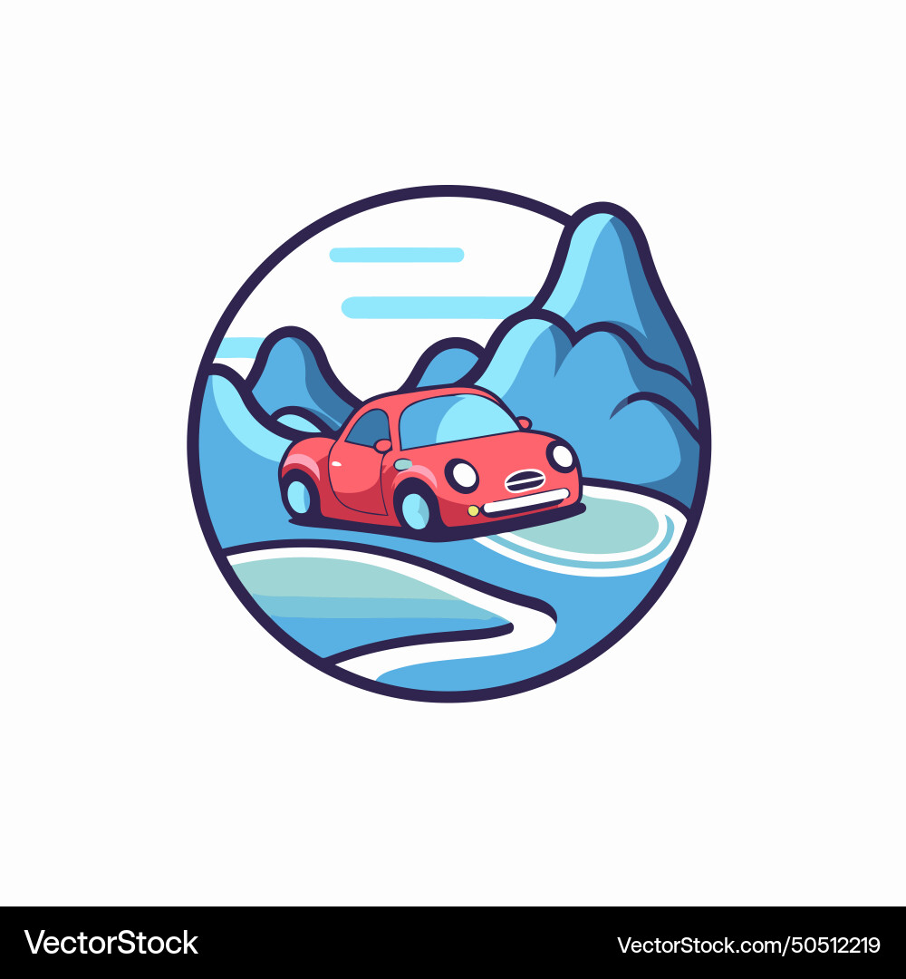 Car on the water in a flat style white Royalty Free Vector