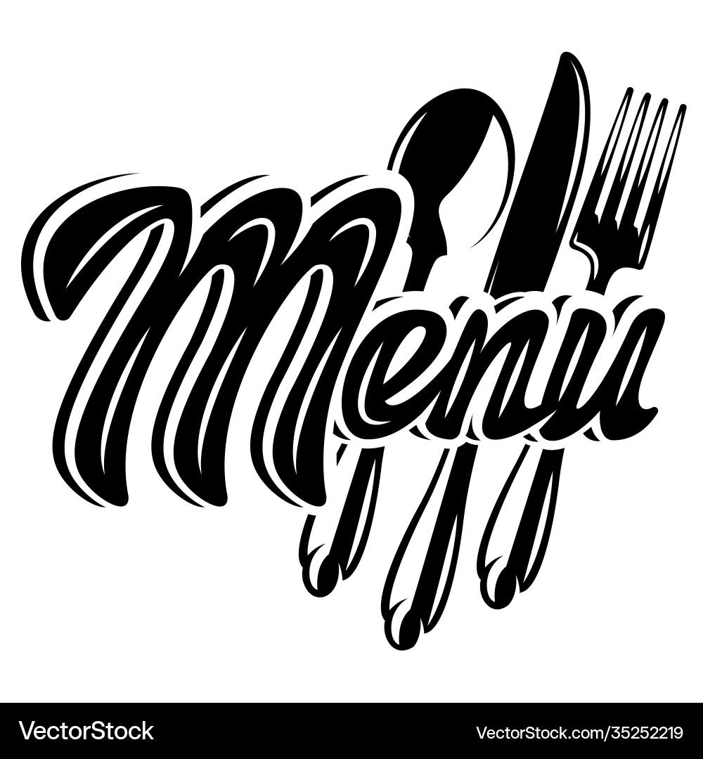 Elegant Lettering Menu with Cutlery Royalty Free Vector