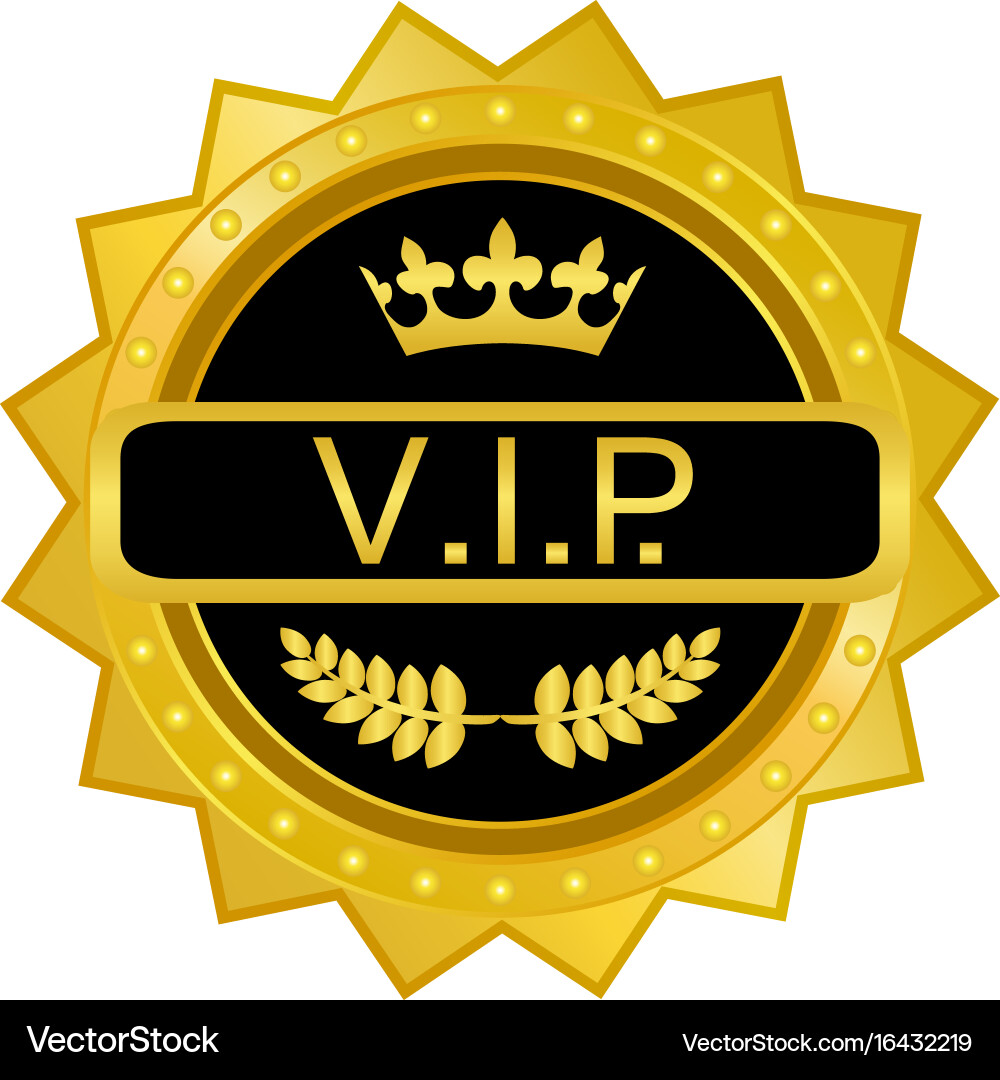 Vip gold badge Royalty Free Vector Image - VectorStock