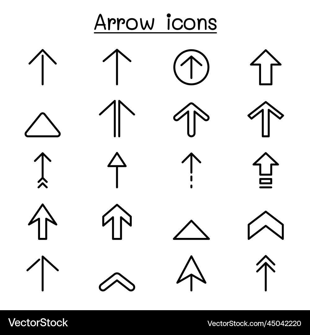 Arrow icon set in thin line style Royalty Free Vector Image