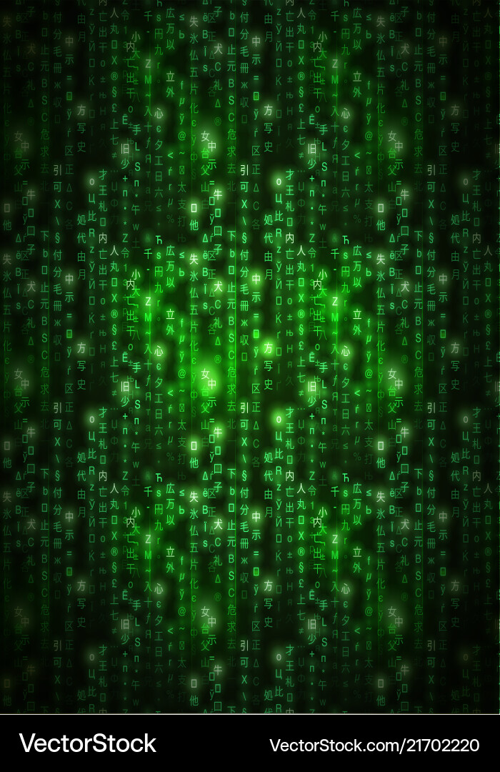 Green matrix symbols digital binary code on dark Vector Image