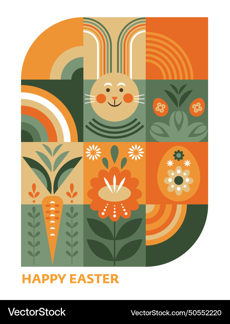 Happy easter card design egg in geome Royalty Free Vector