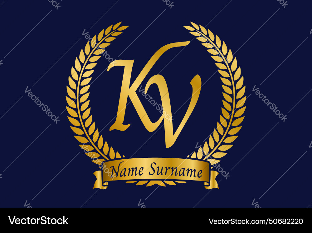 Initial letter k and v kv monogram logo design Vector Image