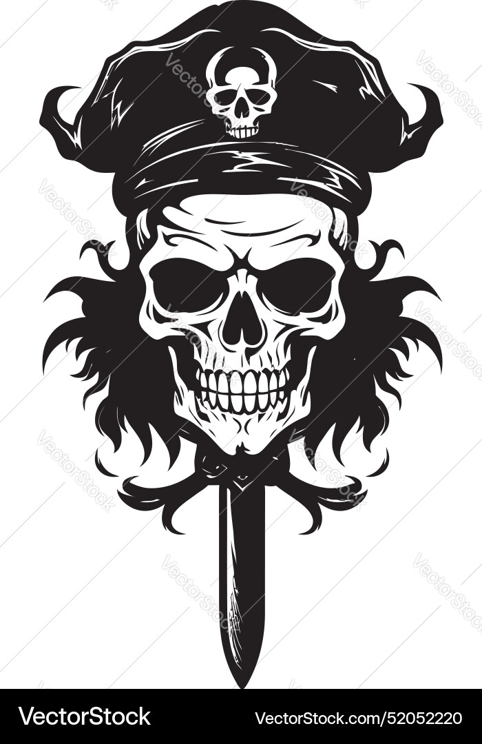 Jolly rogers mark pirate skull with blade rogue Vector Image