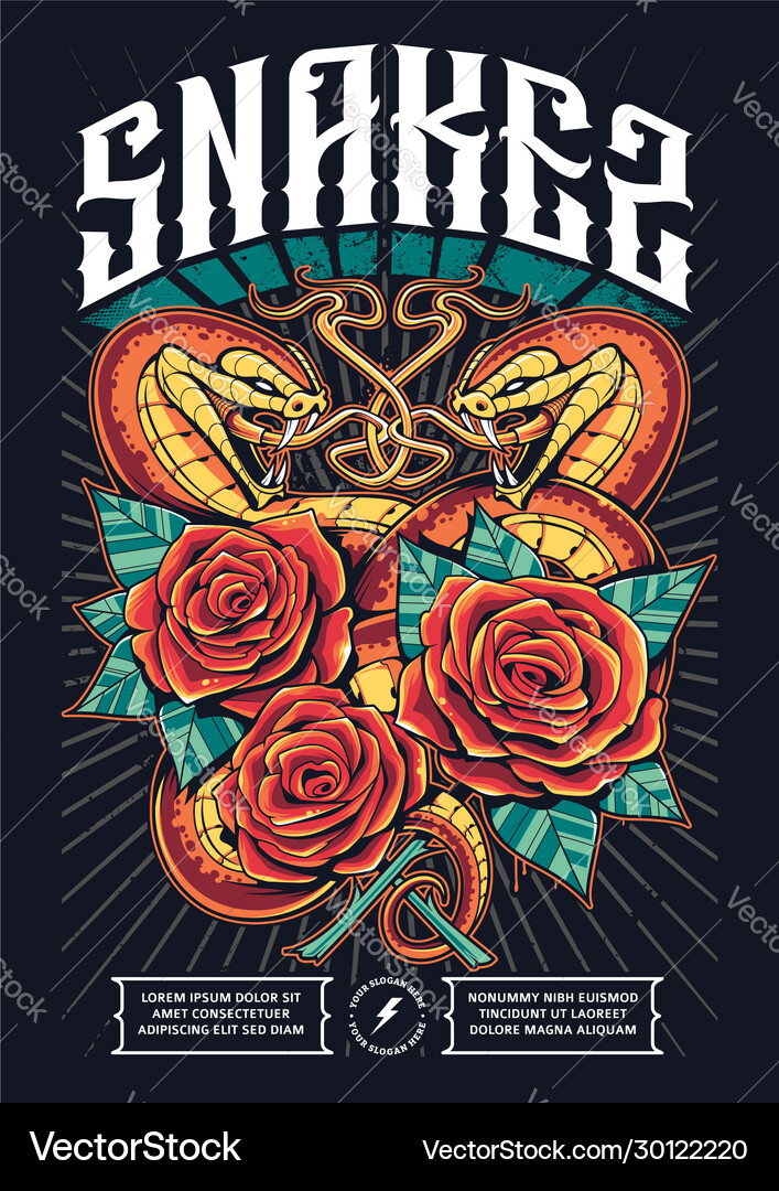 Poster design with two snakes Royalty Free Vector Image