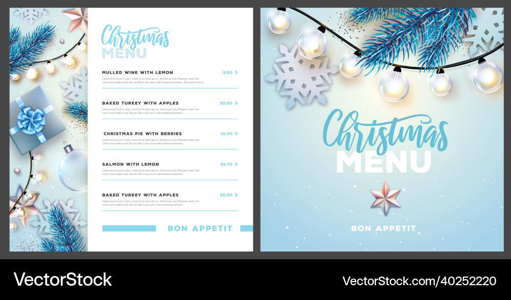 Restaurant christmas holiday menu design Vector Image