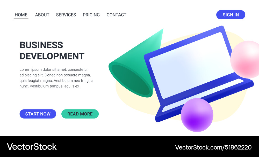 Website template for business online courses Vector Image
