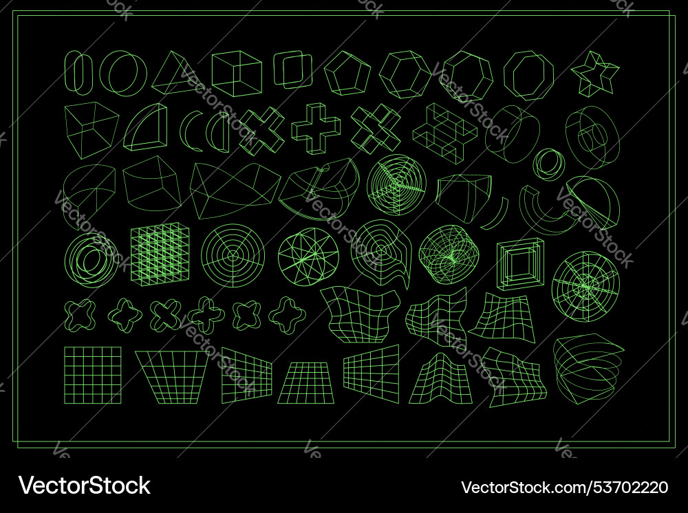 Y2k rave psychedelic futuristic objects pack Vector Image