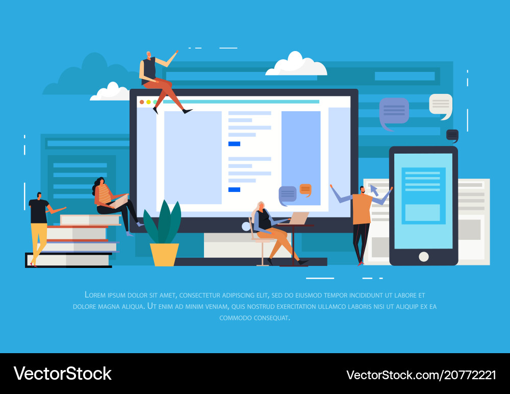 E-learning flat background Royalty Free Vector Image