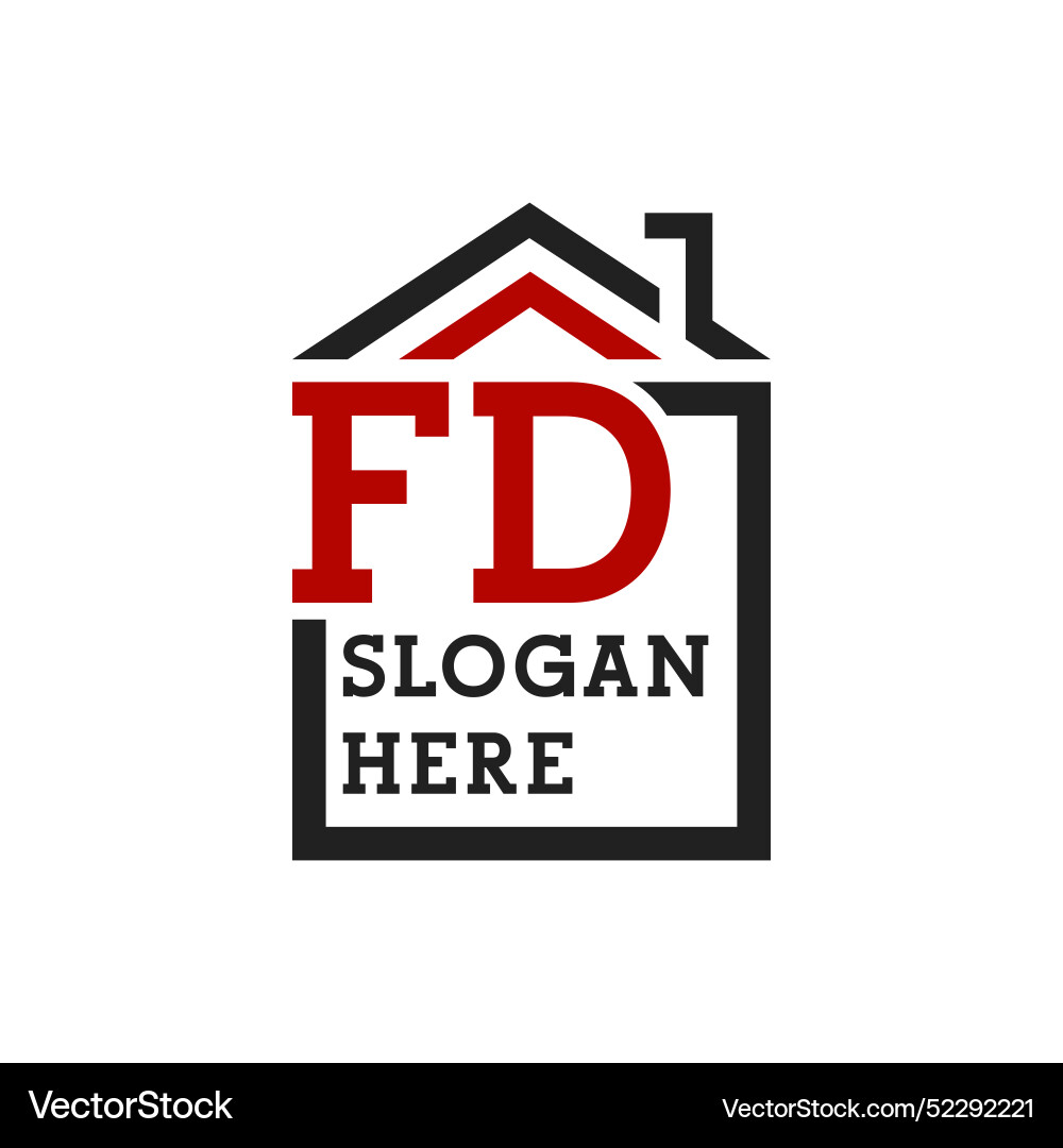 Initial fd house logo for roofing letter real Vector Image