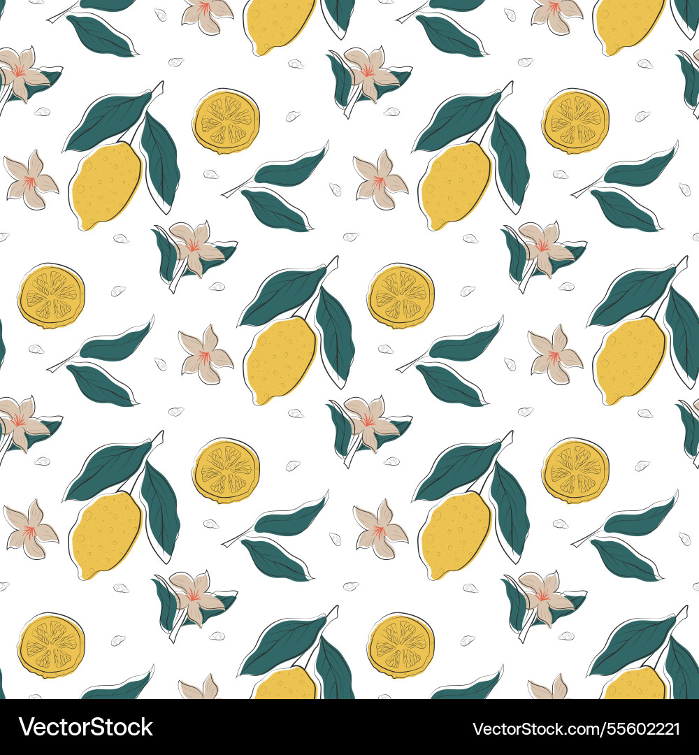 Lemon doodle pattern Royalty Free Vector Image