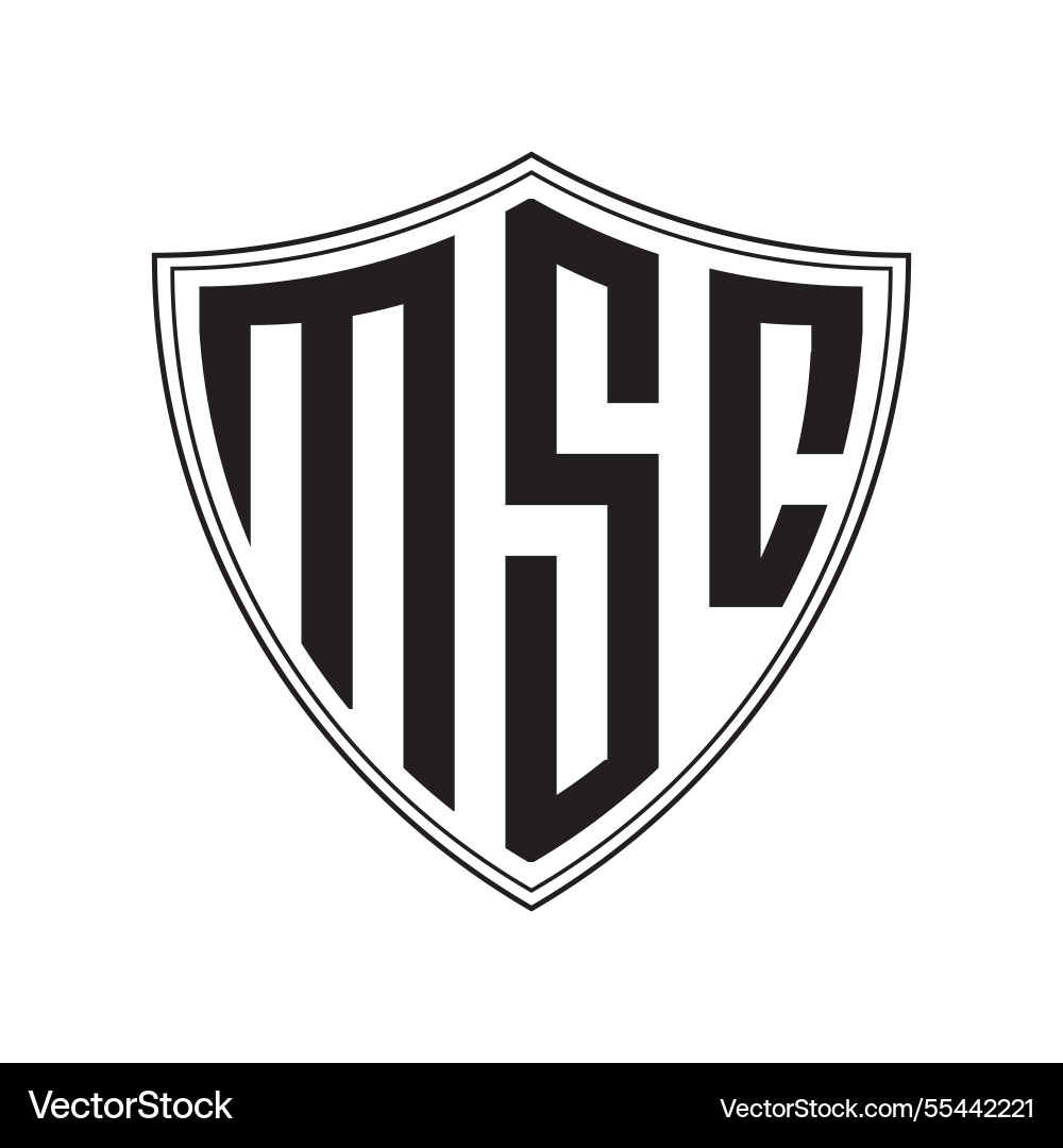 Msc shield monogram logo minimalist geometric des Vector Image