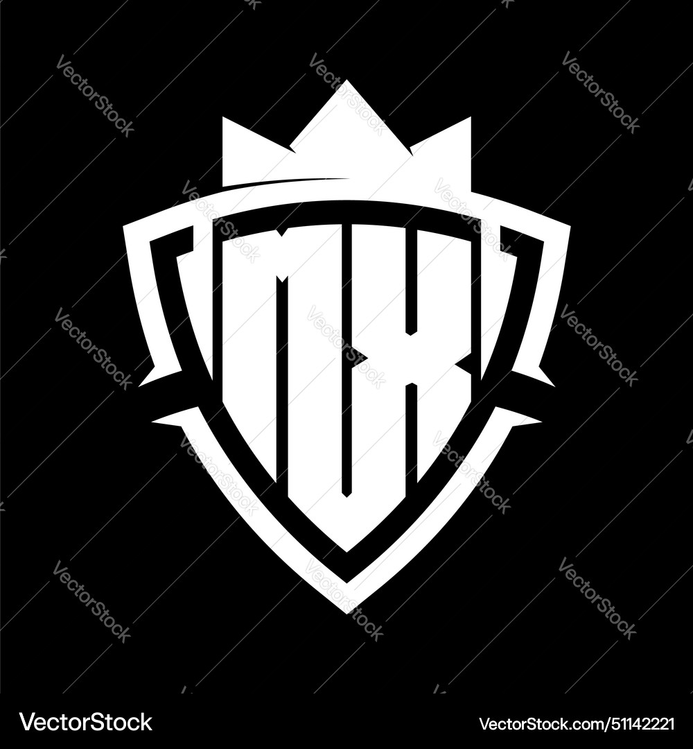 Mx letter monogram with triangle curve shield Vector Image