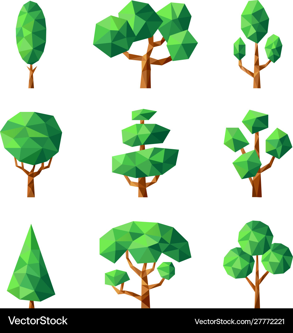 Poly tree green nature season plants Royalty Free Vector