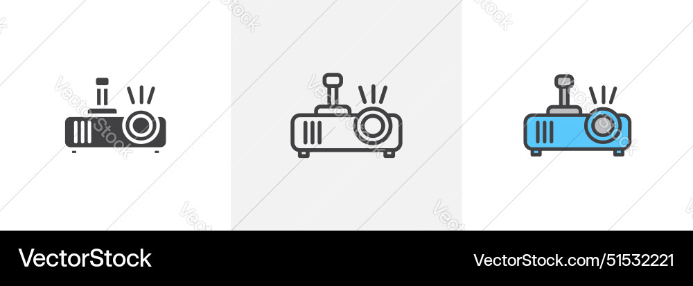Projector icon set cinema screen Royalty Free Vector Image