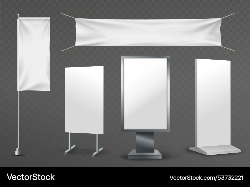 Realistic promotional elements set billboard Vector Image