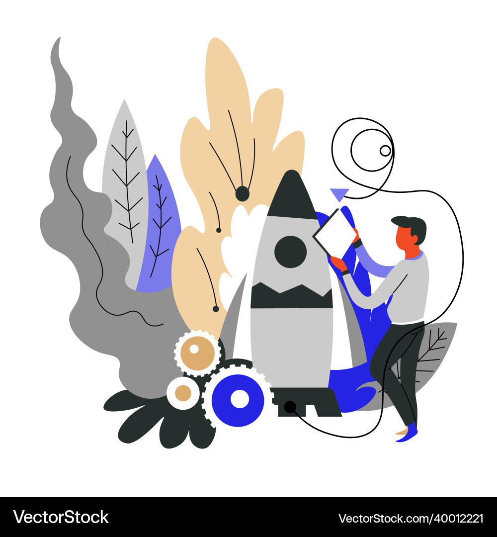 Spaceship start rocket launch startup concept Vector Image