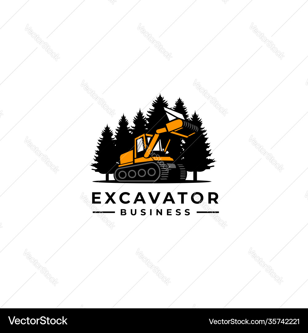 Stylized excavator excavation icon emblems Vector Image