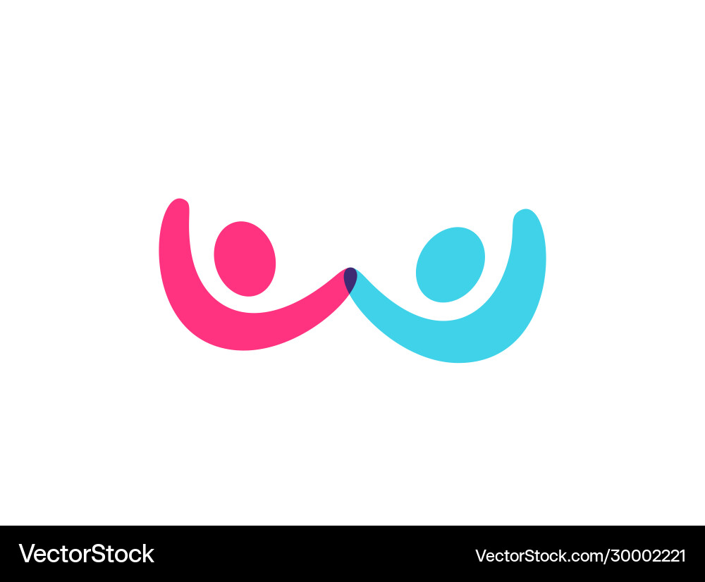 Two happiness persons with hands up simple Vector Image