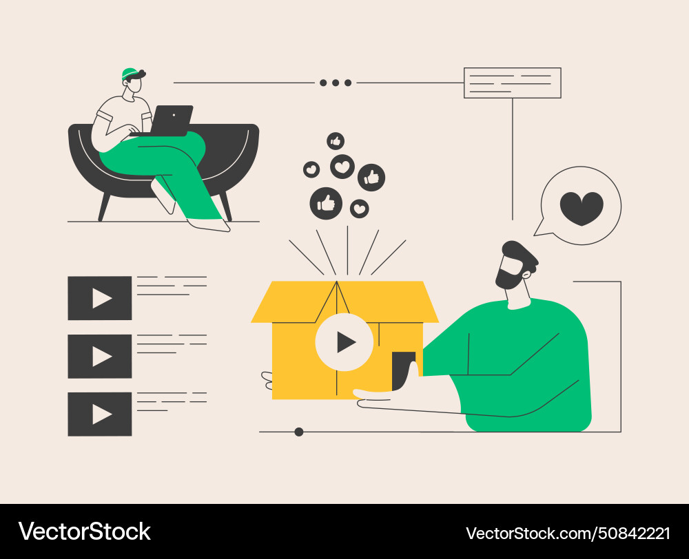 Unboxing video abstract concept Royalty Free Vector Image