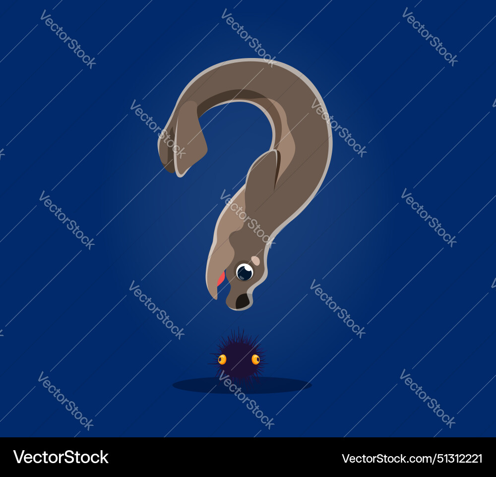 Underwater sea animals font question mark type Vector Image